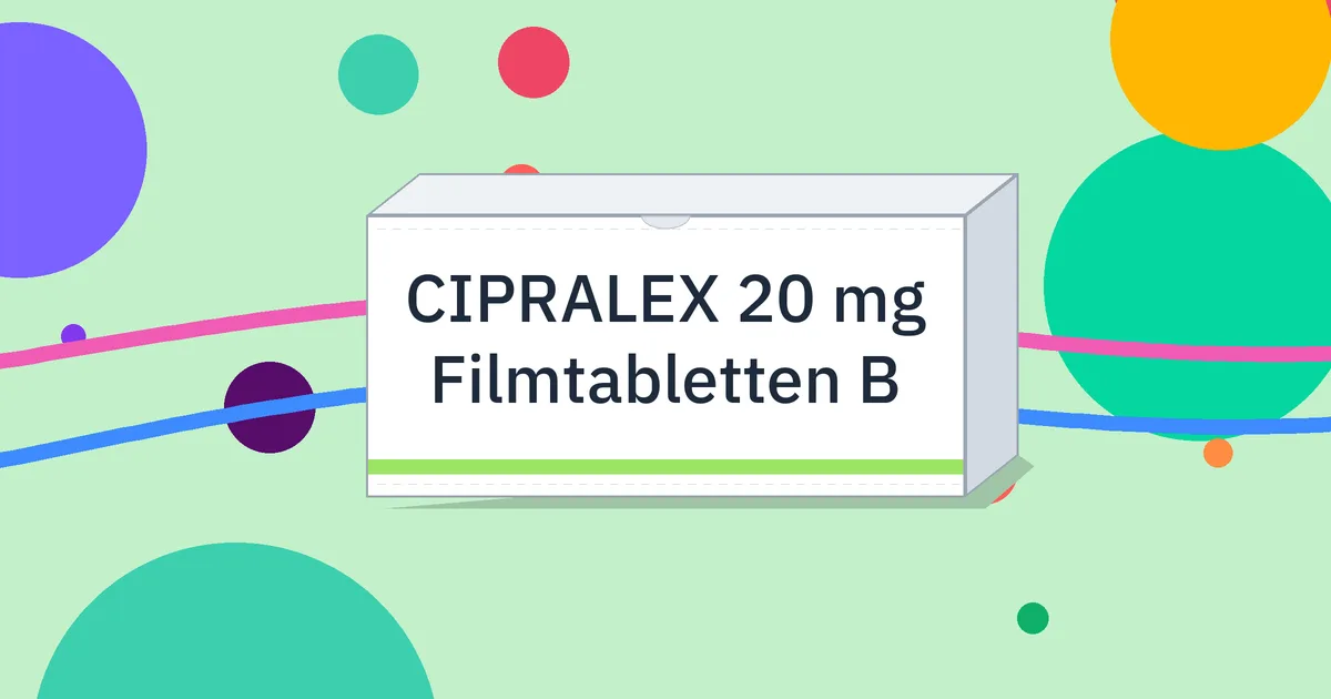 Symbolbild: Packung mit der Aufschrift CIPRALEX 20 mg Filmtabletten B (PZN 03338685) – Verfügbarkeit und Bezug in Apotheken in Frankfurt am Main