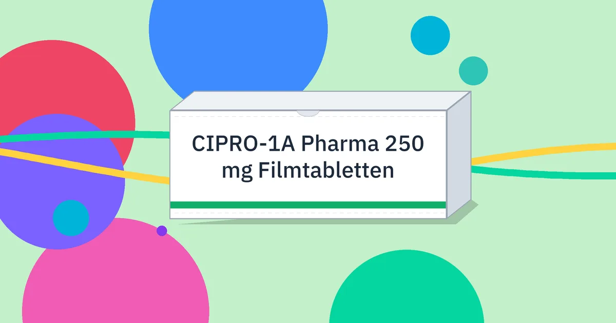 Symbolbild: Packung mit der Aufschrift CIPRO-1A Pharma 250 mg Filmtabletten (PZN 01969967) – Verfügbarkeit und Bezug in Apotheken in Frankfurt am Main