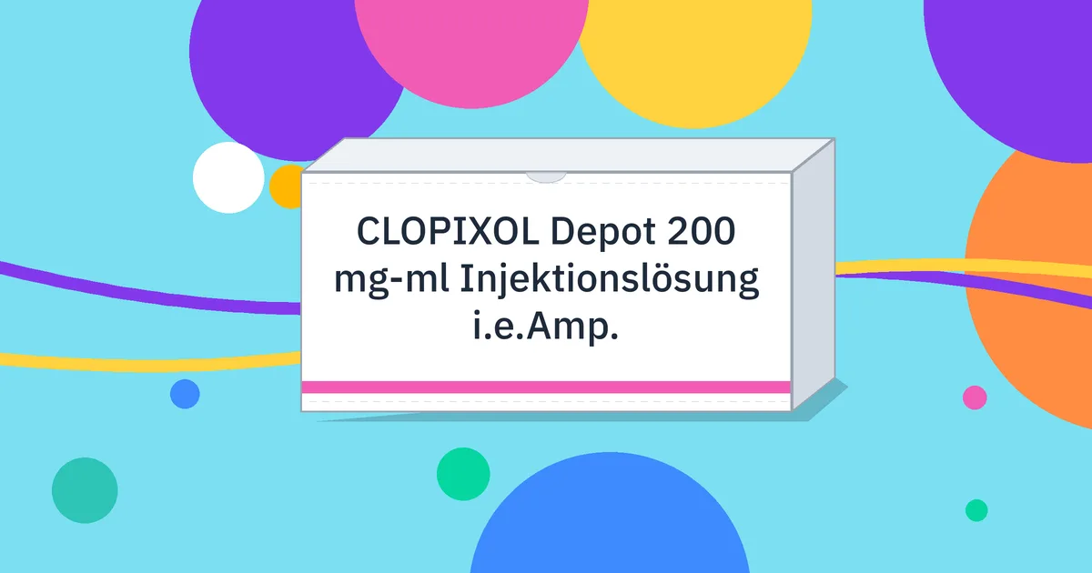 Symbolbild: Packung mit der Aufschrift CLOPIXOL Depot 200 mg-ml Injektionslösung i.e.Amp. (PZN 20594935) – Verfügbarkeit und Bezug in Apotheken in Frankfurt am Main