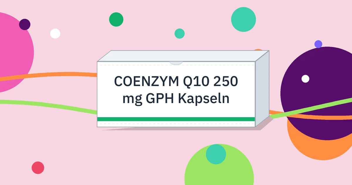 Symbolbild: Packung mit der Aufschrift COENZYM Q10 250 mg GPH Kapseln (PZN 02683227) – Verfügbarkeit und Bezug in Apotheken in Frankfurt am Main