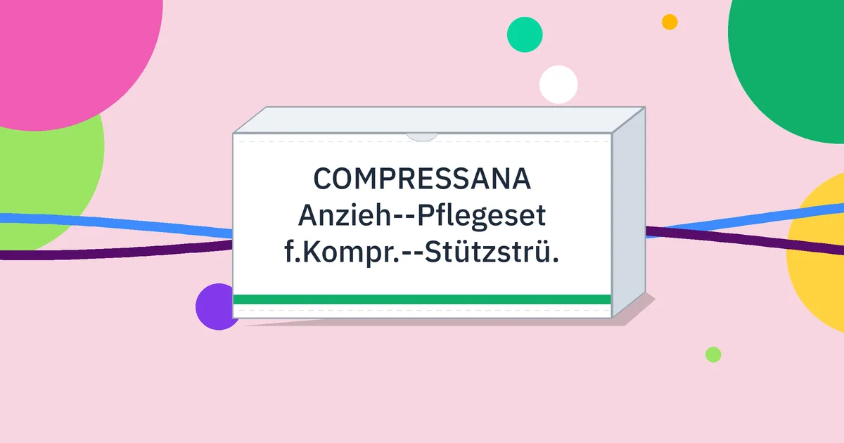 Symbolbild: Packung mit der Aufschrift COMPRESSANA Anzieh--Pflegeset f.Kompr.--Stützstrü. (PZN 16167794) – Verfügbarkeit und Bezug in Apotheken in Frankfurt am Main