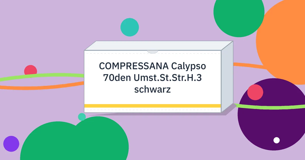 Symbolbild: Packung mit der Aufschrift COMPRESSANA Calypso 70den Umst.St.Str.H.3 schwarz (PZN 07719243) – Verfügbarkeit und Bezug in Apotheken in Frankfurt am Main