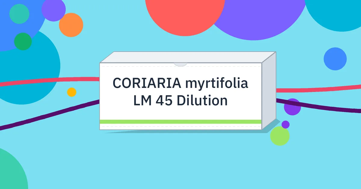 Symbolbild: Packung mit der Aufschrift CORIARIA myrtifolia LM 45 Dilution (PZN 13451922) – Verfügbarkeit und Bezug in Apotheken in Frankfurt am Main