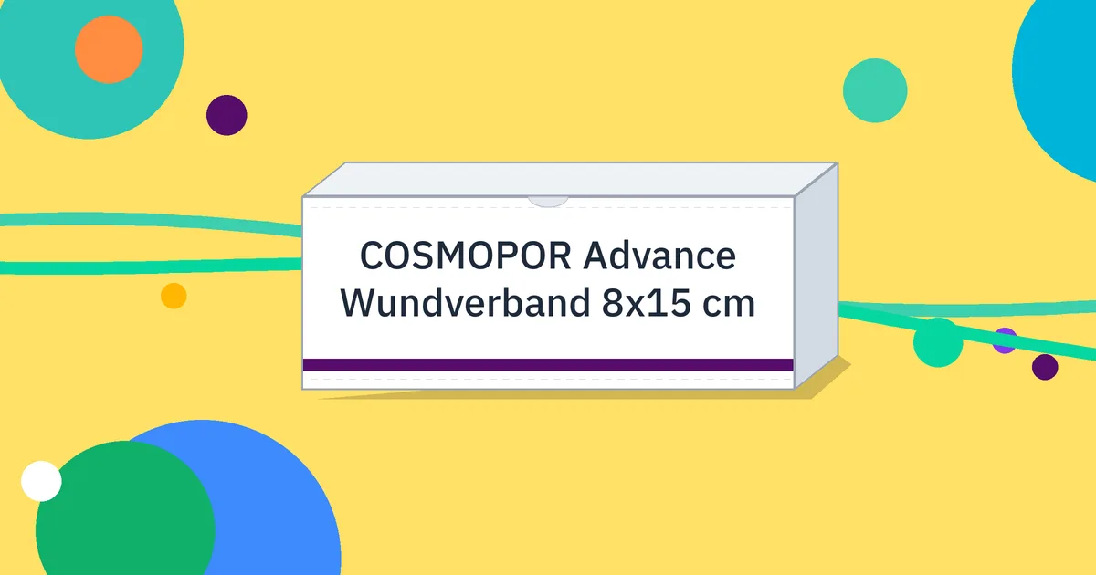 Symbolbild: Packung mit der Aufschrift COSMOPOR Advance Wundverband 8x15 cm (PZN 18680886) – Verfügbarkeit und Bezug in Apotheken in Frankfurt am Main