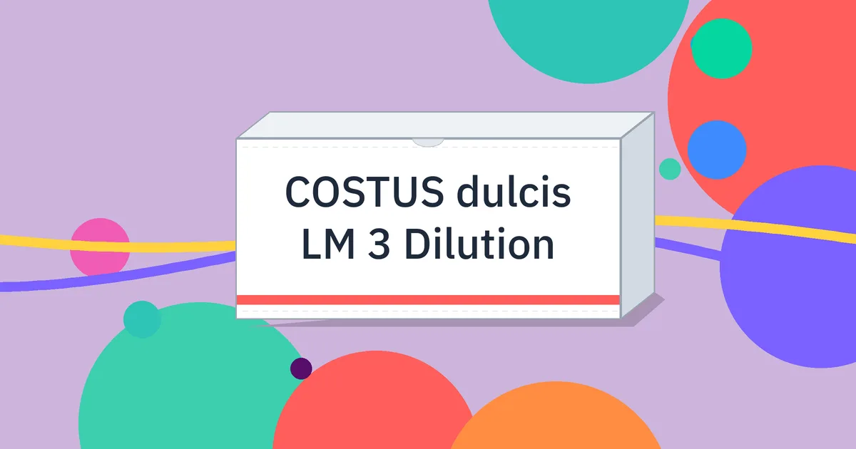 Symbolbild: Packung mit der Aufschrift COSTUS dulcis LM 3 Dilution (PZN 13454820) – Verfügbarkeit und Bezug in Apotheken in Frankfurt am Main