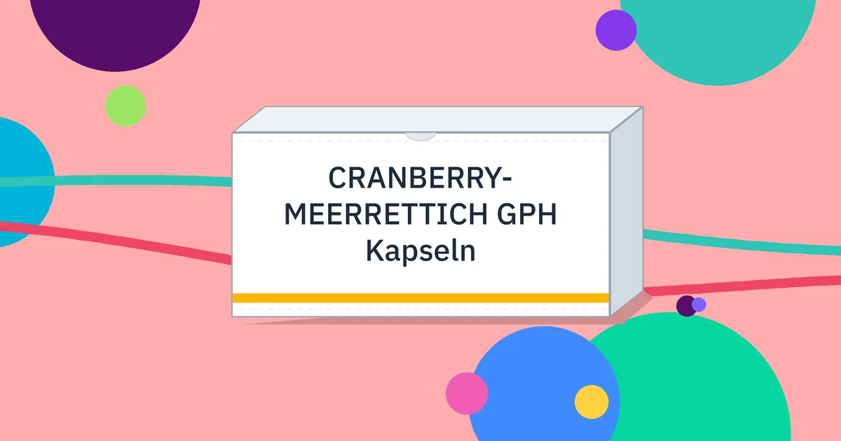 Symbolbild: Packung mit der Aufschrift CRANBERRY-MEERRETTICH GPH Kapseln (PZN 10264935) – Verfügbarkeit und Bezug in Apotheken in Frankfurt am Main