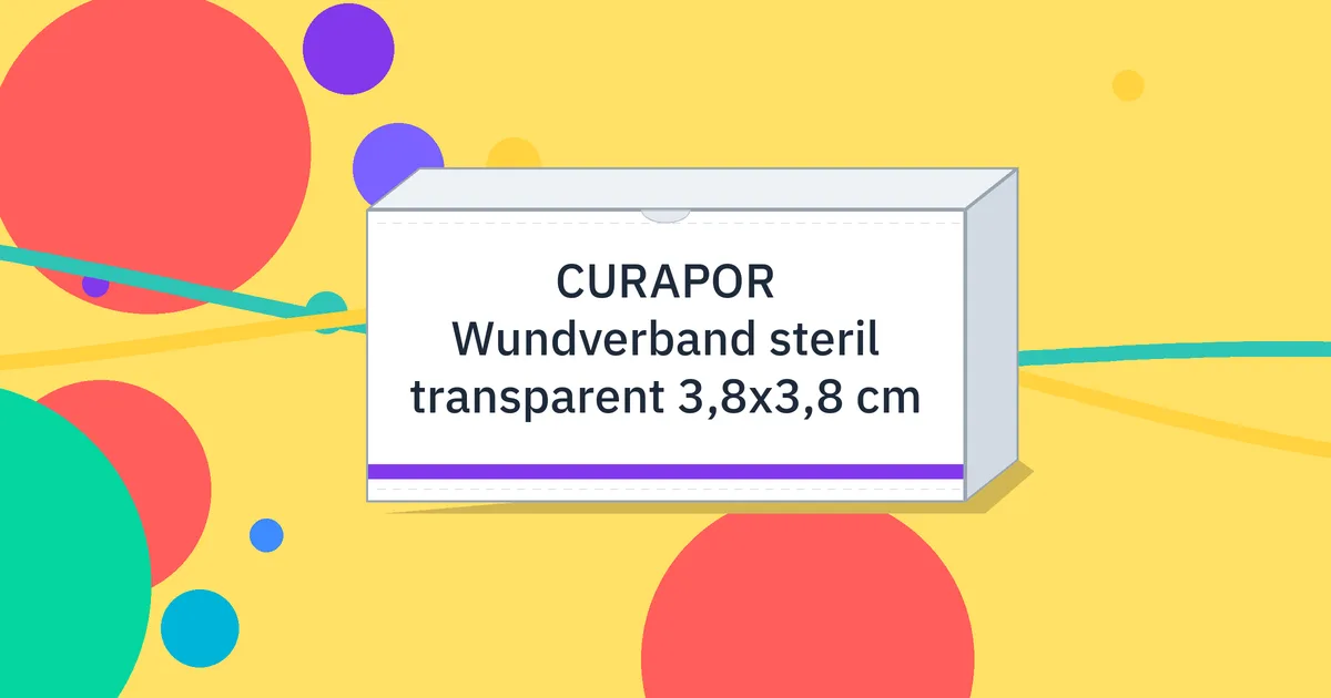 Symbolbild: Packung mit der Aufschrift CURAPOR Wundverband steril transparent 3,8x3,8 cm (PZN 20693531) – Verfügbarkeit und Bezug in Apotheken in Frankfurt am Main