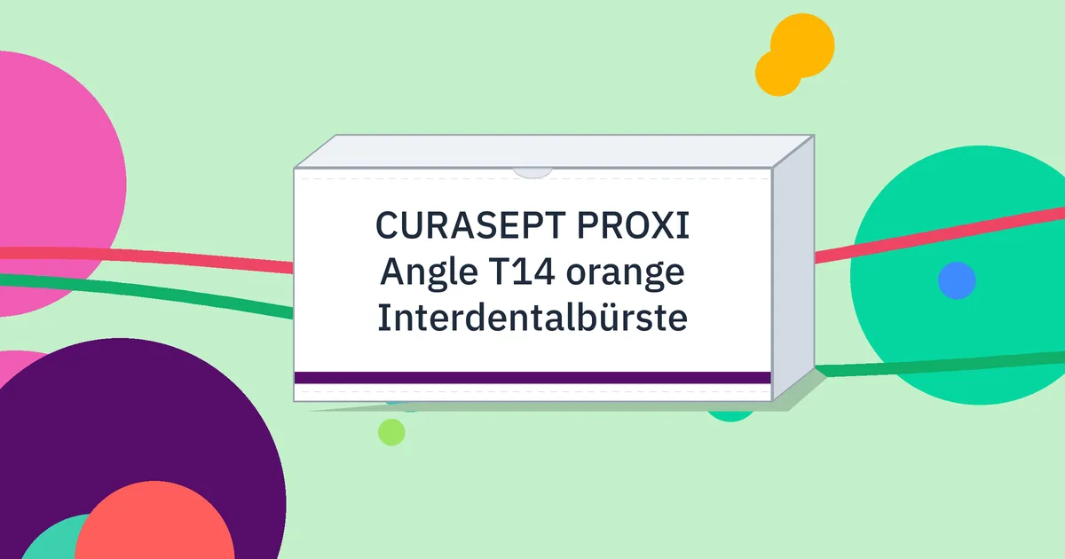 Symbolbild: Packung mit der Aufschrift CURASEPT PROXI Angle T14 orange Interdentalbürste (PZN 17610263) – Verfügbarkeit und Bezug in Apotheken in Frankfurt am Main