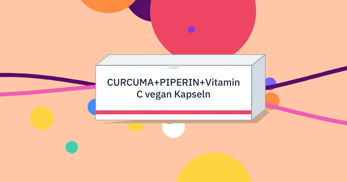 Symbolbild: Packung mit der Aufschrift CURCUMA+PIPERIN+Vitamin C vegan Kapseln (PZN 12580511) – Verfügbarkeit und Bezug in Apotheken in Frankfurt am Main