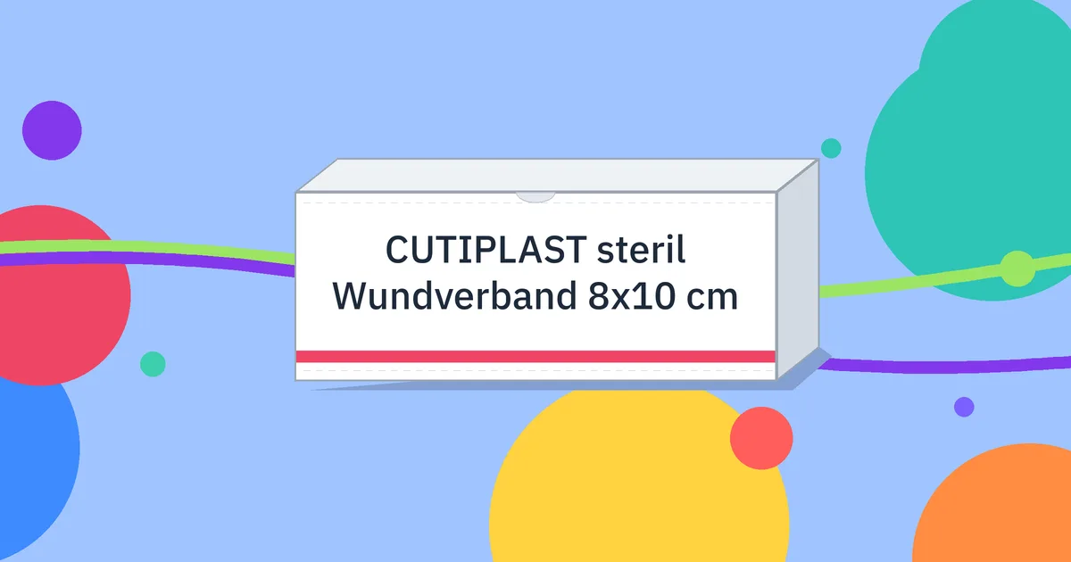 Symbolbild: Packung mit der Aufschrift CUTIPLAST steril Wundverband 8x10 cm (PZN 01131595) – Verfügbarkeit und Bezug in Apotheken in Frankfurt am Main