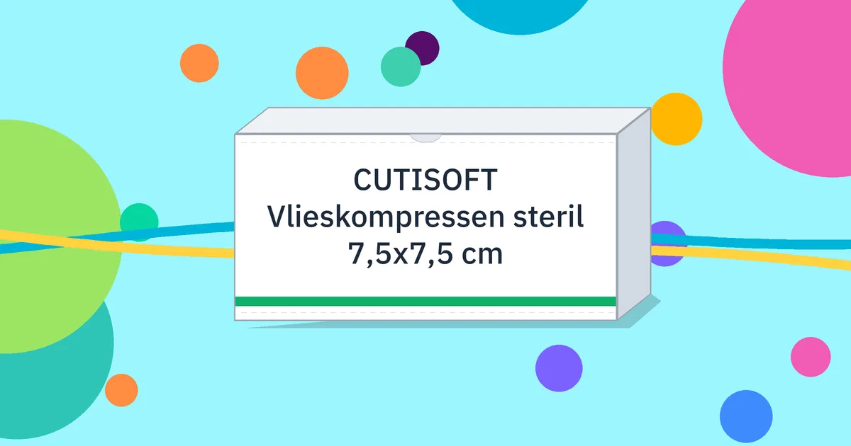 Symbolbild: Packung mit der Aufschrift CUTISOFT Vlieskompressen steril 7,5x7,5 cm (PZN 11184084) – Verfügbarkeit und Bezug in Apotheken in Frankfurt am Main