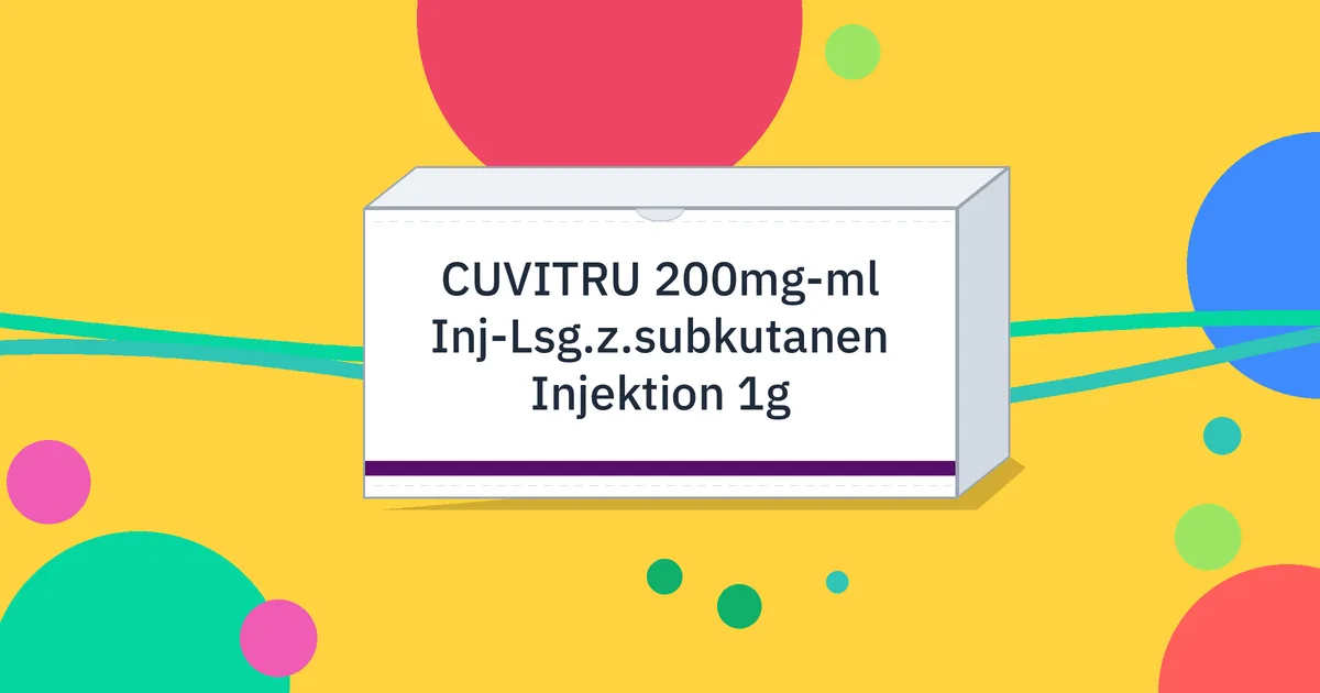 Symbolbild: Packung mit der Aufschrift CUVITRU 200mg-ml Inj-Lsg.z.subkutanen Injektion 1g (PZN 16023486) – Verfügbarkeit und Bezug in Apotheken in Frankfurt am Main