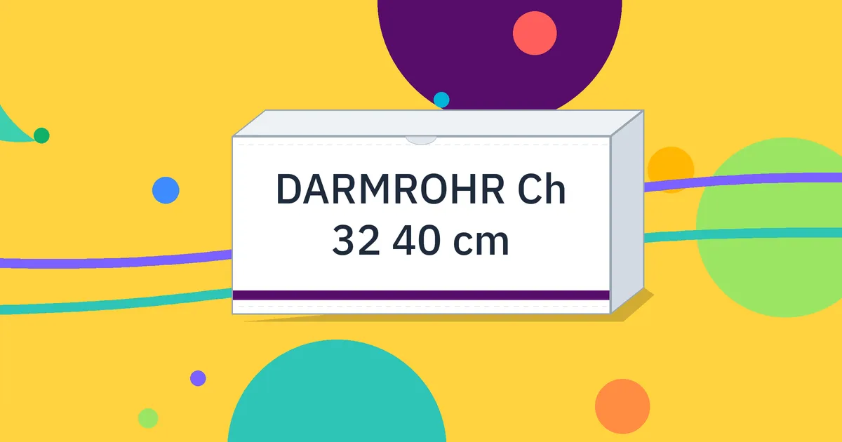 Symbolbild: Packung mit der Aufschrift DARMROHR Ch 32 40 cm (PZN 00725743) – Verfügbarkeit und Bezug in Apotheken in Frankfurt am Main
