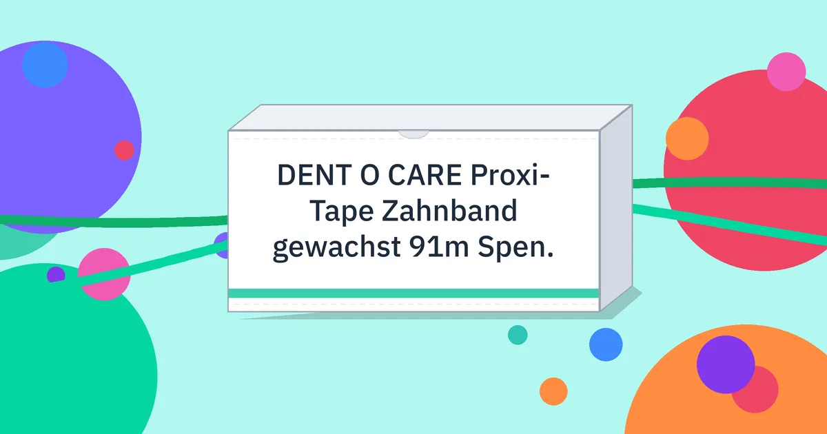 Symbolbild: Packung mit der Aufschrift DENT O CARE Proxi-Tape Zahnband gewachst 91m Spen. (PZN 00245090) – Verfügbarkeit und Bezug in Apotheken in Frankfurt am Main