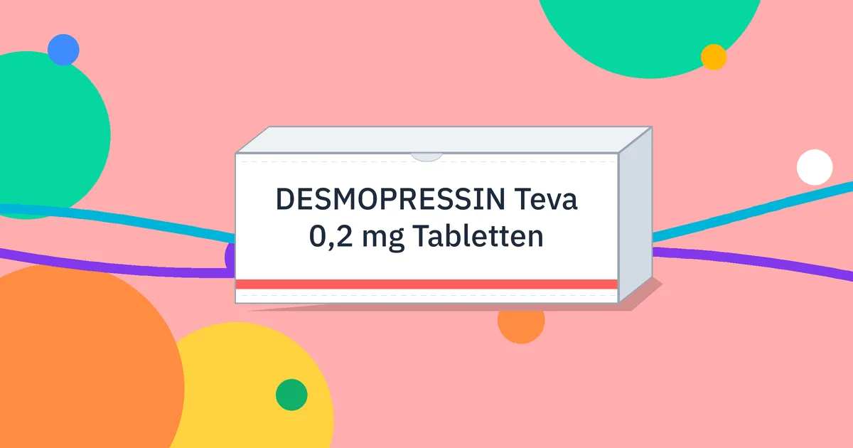 Symbolbild: Packung mit der Aufschrift DESMOPRESSIN Teva 0,2 mg Tabletten (PZN 18735469) – Verfügbarkeit und Bezug in Apotheken in Frankfurt am Main