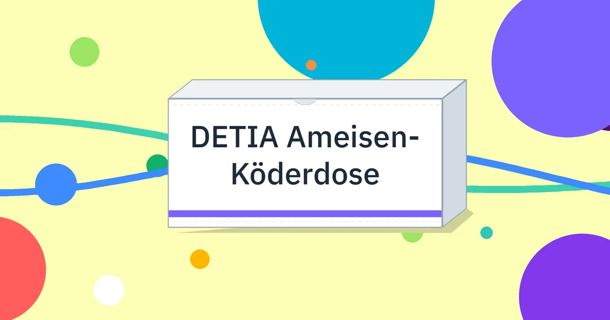 Symbolbild: Packung mit der Aufschrift DETIA Ameisen-Köderdose (PZN 20183250) – Verfügbarkeit und Bezug in Apotheken in Frankfurt am Main