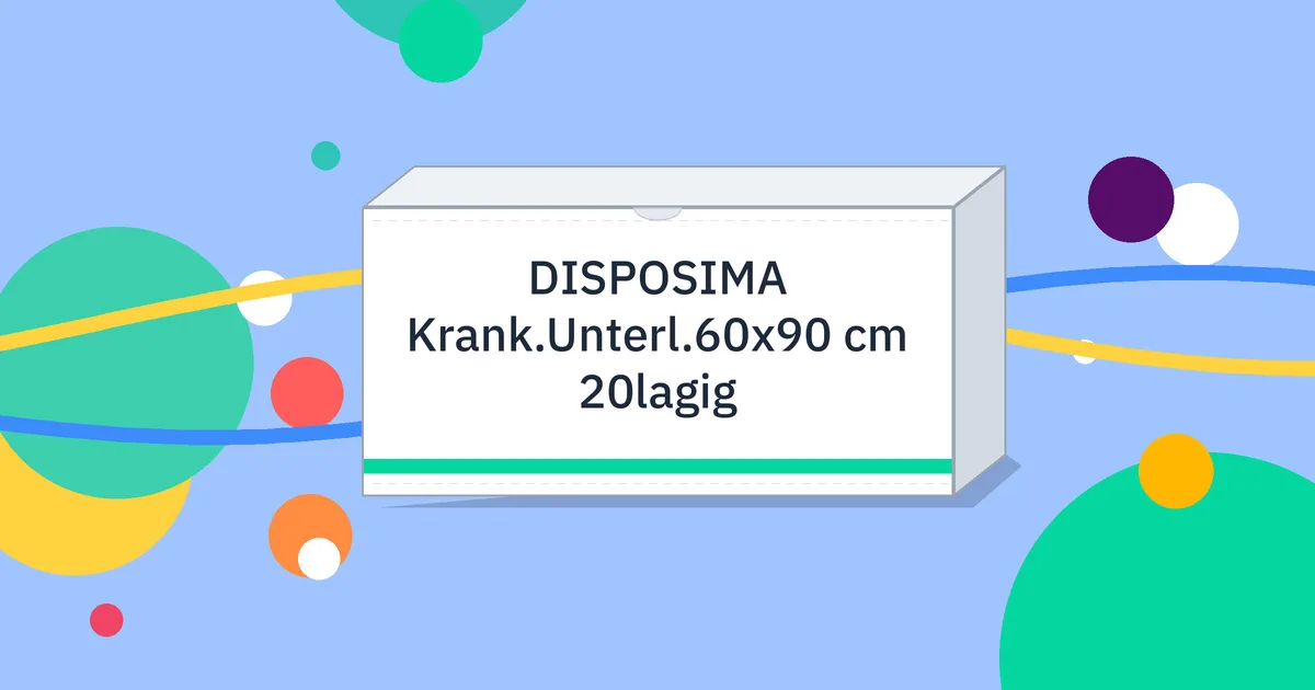 Symbolbild: Packung mit der Aufschrift DISPOSIMA Krank.Unterl.60x90 cm 20lagig (PZN 01450886) – Verfügbarkeit und Bezug in Apotheken in Frankfurt am Main
