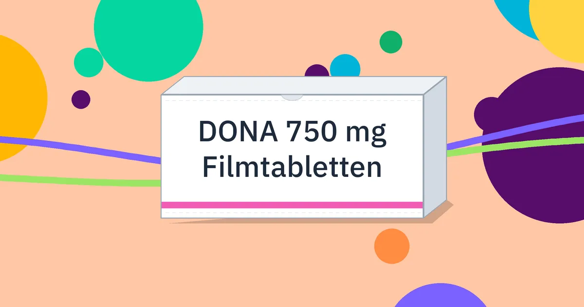 Symbolbild: Packung mit der Aufschrift DONA 750 mg Filmtabletten (PZN 18880579) – Verfügbarkeit und Bezug in Apotheken in Frankfurt am Main