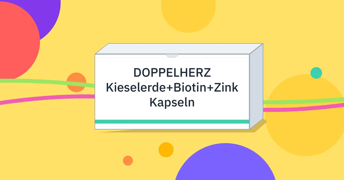 Symbolbild: Packung mit der Aufschrift DOPPELHERZ Kieselerde+Biotin+Zink Kapseln (PZN 20038849) – Verfügbarkeit und Bezug in Apotheken in Frankfurt am Main