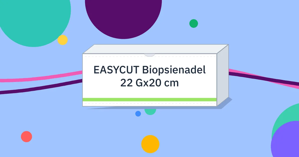 Symbolbild: Packung mit der Aufschrift EASYCUT Biopsienadel 22 Gx20 cm (PZN 16921110) – Verfügbarkeit und Bezug in Apotheken in Frankfurt am Main