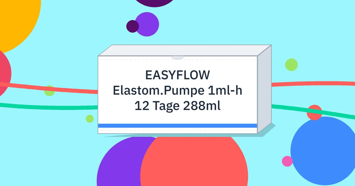 Symbolbild: Packung mit der Aufschrift EASYFLOW Elastom.Pumpe 1ml-h 12 Tage 288ml (PZN 19789042) – Verfügbarkeit und Bezug in Apotheken in Frankfurt am Main