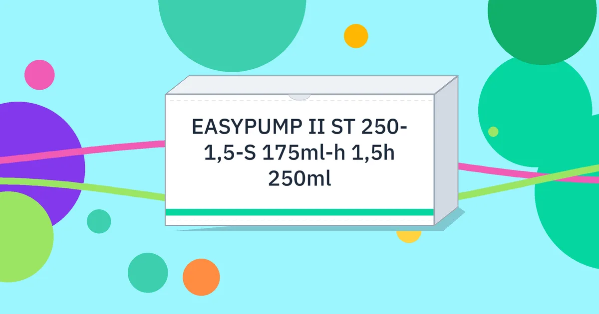 Symbolbild: Packung mit der Aufschrift EASYPUMP II ST 250-1,5-S 175ml-h 1,5h 250ml (PZN 09391002) – Verfügbarkeit und Bezug in Apotheken in Frankfurt am Main