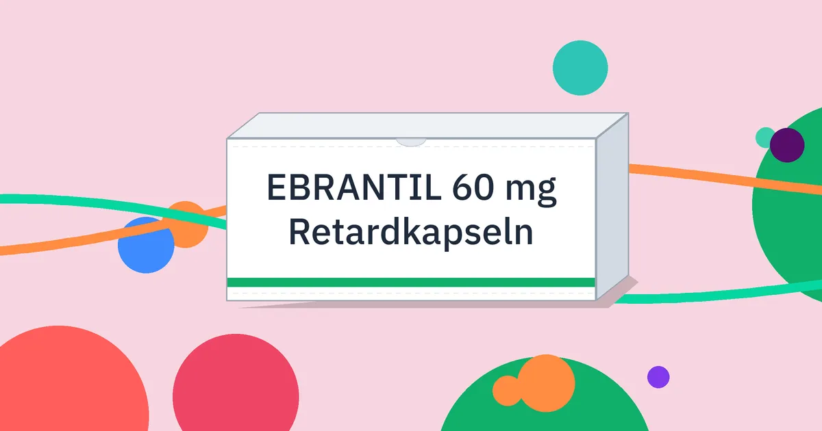 Symbolbild: Packung mit der Aufschrift EBRANTIL 60 mg Retardkapseln (PZN 01881356) – Verfügbarkeit und Bezug in Apotheken in Frankfurt am Main