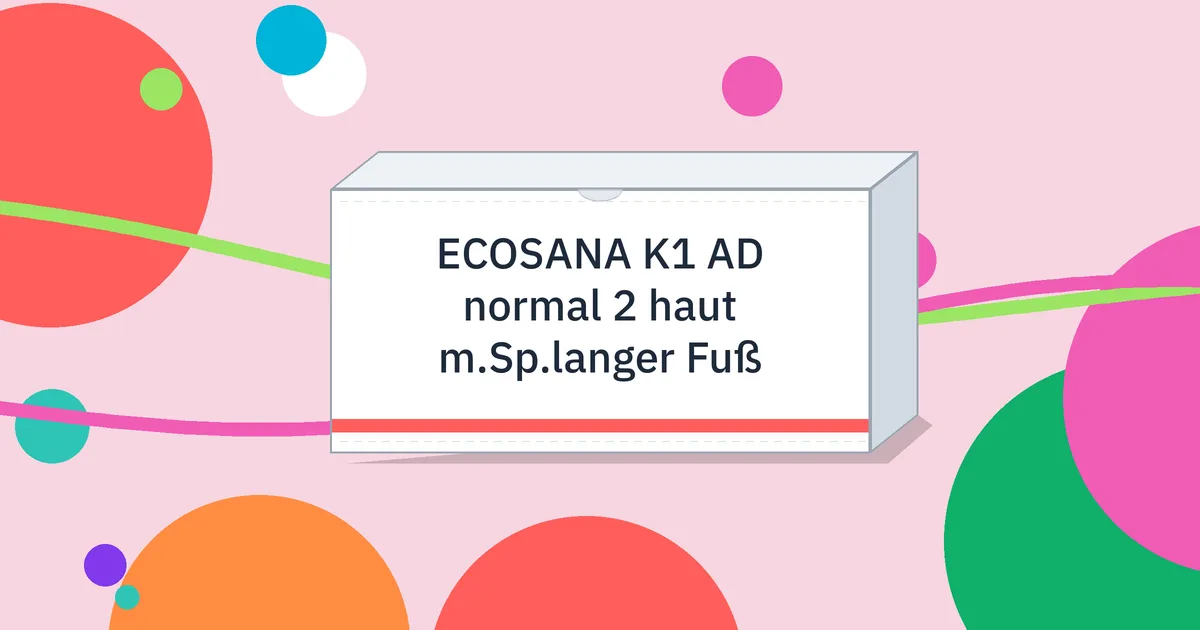Symbolbild: Packung mit der Aufschrift ECOSANA K1 AD normal 2 haut m.Sp.langer Fuß (PZN 04724545) – Verfügbarkeit und Bezug in Apotheken in Frankfurt am Main
