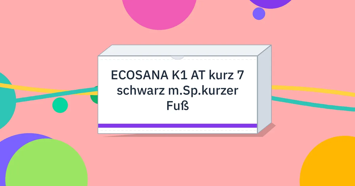 Symbolbild: Packung mit der Aufschrift ECOSANA K1 AT kurz 7 schwarz m.Sp.kurzer Fuß (PZN 04732355) – Verfügbarkeit und Bezug in Apotheken in Frankfurt am Main