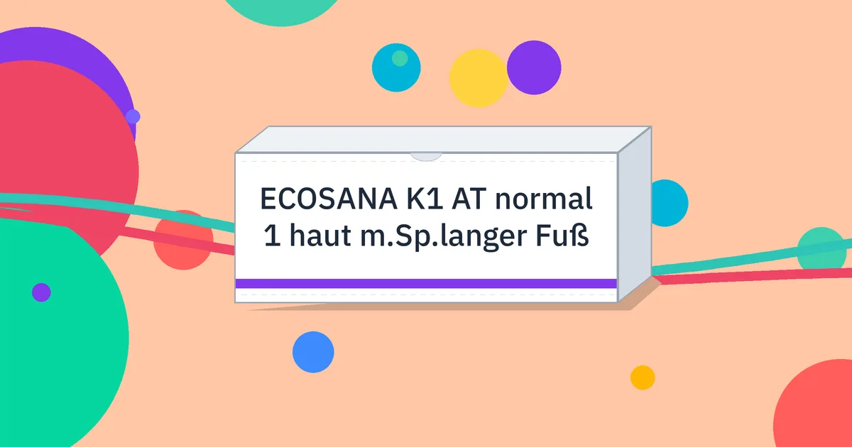Symbolbild: Packung mit der Aufschrift ECOSANA K1 AT normal 1 haut m.Sp.langer Fuß (PZN 04731278) – Verfügbarkeit und Bezug in Apotheken in Frankfurt am Main