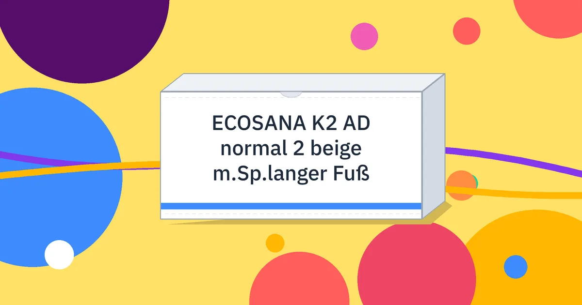 Symbolbild: Packung mit der Aufschrift ECOSANA K2 AD normal 2 beige m.Sp.langer Fuß (PZN 10955898) – Verfügbarkeit und Bezug in Apotheken in Frankfurt am Main