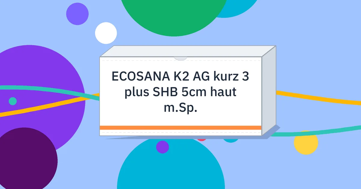 Symbolbild: Packung mit der Aufschrift ECOSANA K2 AG kurz 3 plus SHB 5cm haut m.Sp. (PZN 01432701) – Verfügbarkeit und Bezug in Apotheken in Frankfurt am Main
