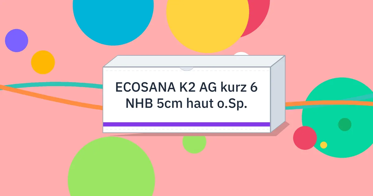 Symbolbild: Packung mit der Aufschrift ECOSANA K2 AG kurz 6 NHB 5cm haut o.Sp. (PZN 01518495) – Verfügbarkeit und Bezug in Apotheken in Frankfurt am Main