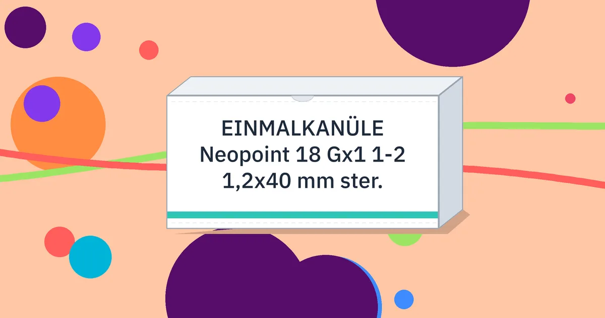 Symbolbild: Packung mit der Aufschrift EINMALKANÜLE Neopoint 18 Gx1 1-2 1,2x40 mm ster. (PZN 00363317) – Verfügbarkeit und Bezug in Apotheken in Frankfurt am Main