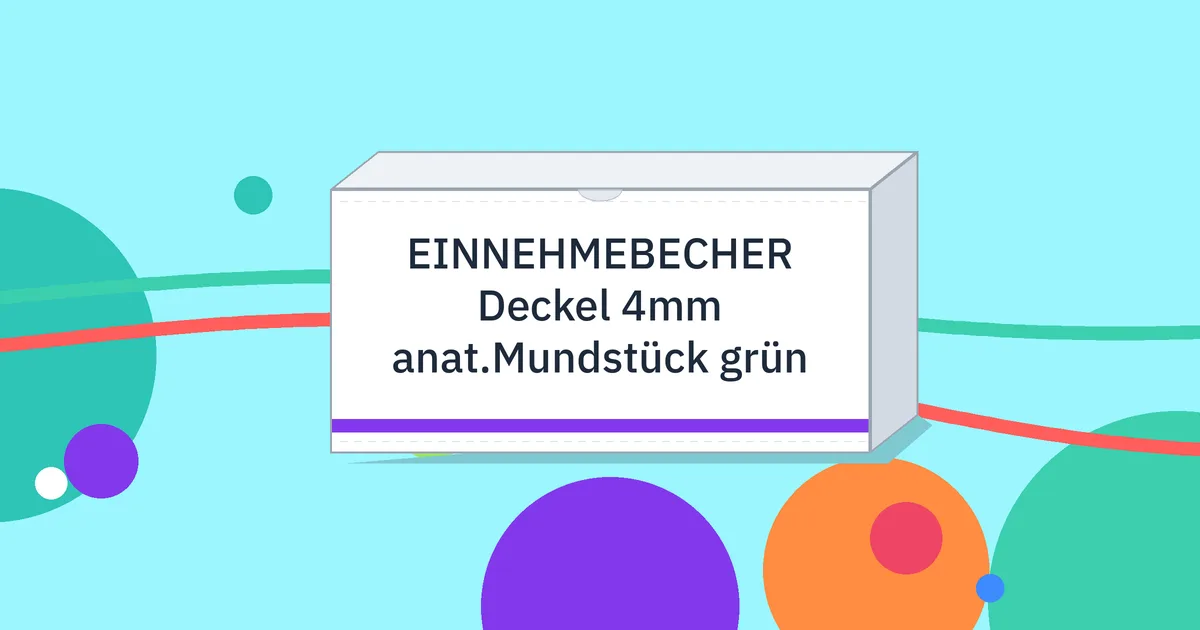 Symbolbild: Packung mit der Aufschrift EINNEHMEBECHER Deckel 4mm anat.Mundstück grün (PZN 13919093) – Verfügbarkeit und Bezug in Apotheken in Frankfurt am Main