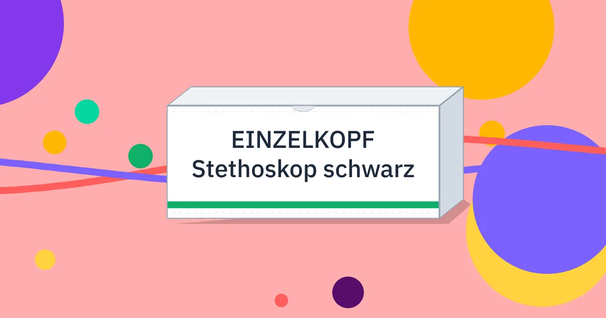 Symbolbild: Packung mit der Aufschrift EINZELKOPF Stethoskop schwarz (PZN 14265475) – Verfügbarkeit und Bezug in Apotheken in Frankfurt am Main