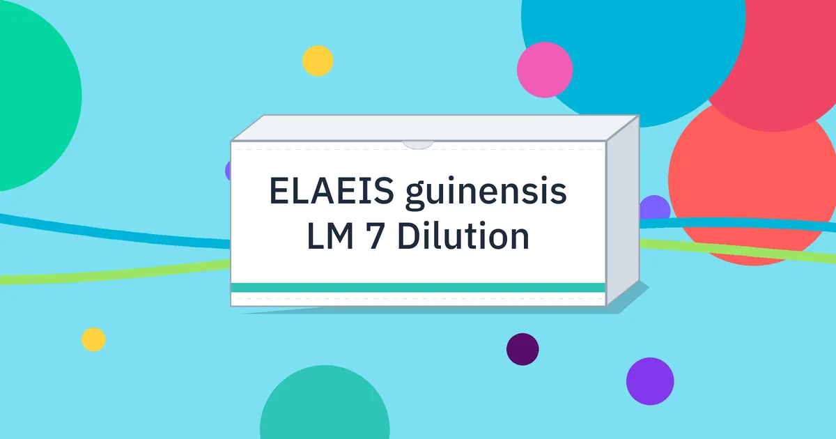 Symbolbild: Packung mit der Aufschrift ELAEIS guinensis LM 7 Dilution (PZN 13469721) – Verfügbarkeit und Bezug in Apotheken in Frankfurt am Main
