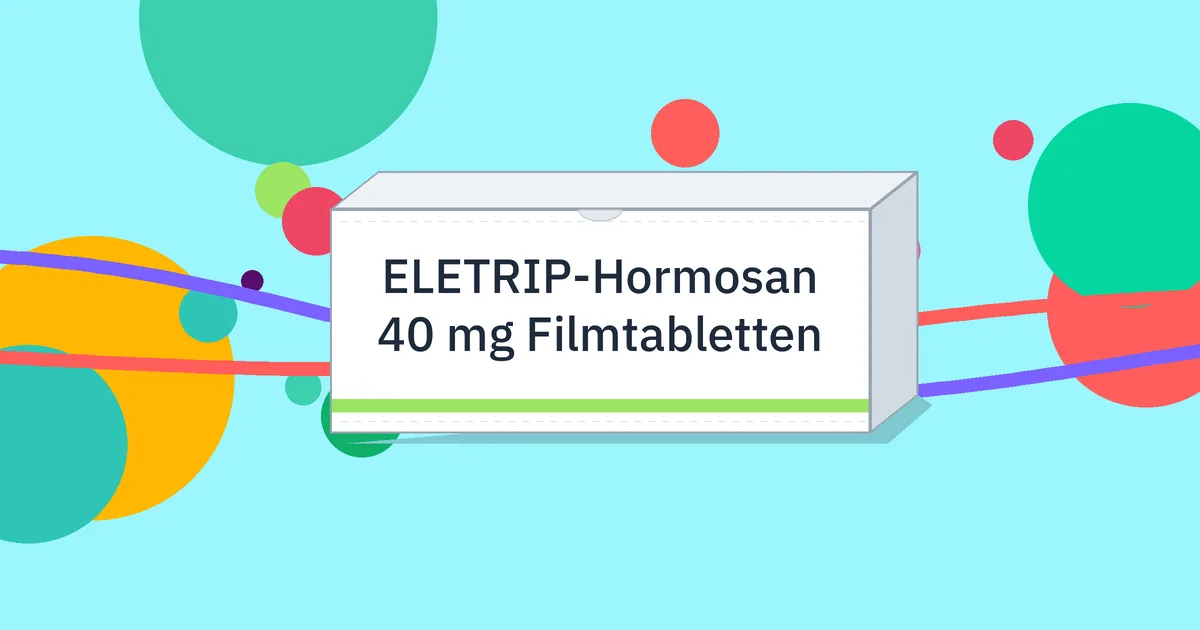 Symbolbild: Packung mit der Aufschrift ELETRIP-Hormosan 40 mg Filmtabletten (PZN 16927236) – Verfügbarkeit und Bezug in Apotheken in Frankfurt am Main