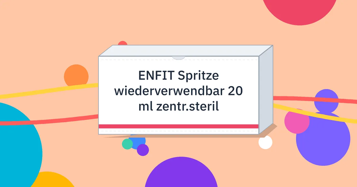 Symbolbild: Packung mit der Aufschrift ENFIT Spritze wiederverwendbar 20 ml zentr.steril (PZN 17444994) – Verfügbarkeit und Bezug in Apotheken in Frankfurt am Main