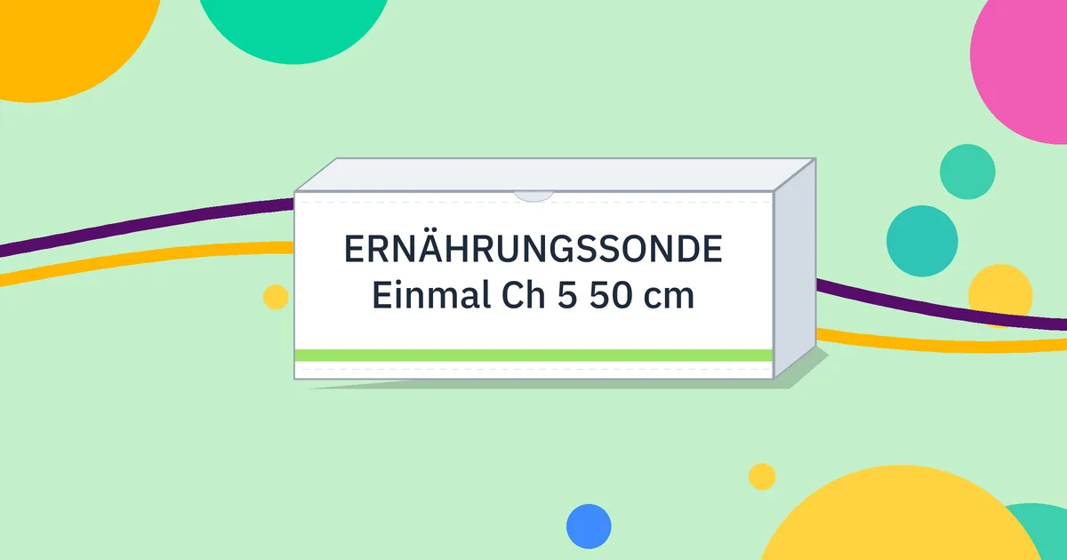 Symbolbild: Packung mit der Aufschrift ERNÄHRUNGSSONDE Einmal Ch 5 50 cm (PZN 02438829) – Verfügbarkeit und Bezug in Apotheken in Frankfurt am Main