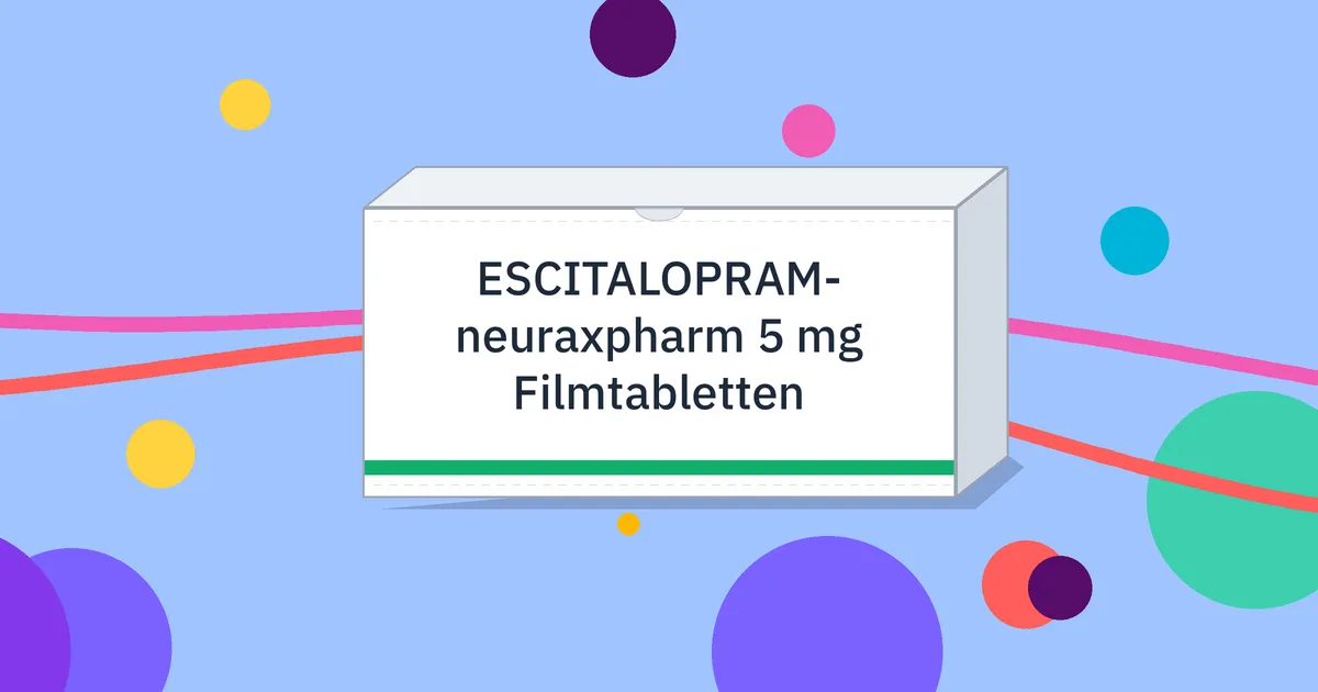 Symbolbild: Packung mit der Aufschrift ESCITALOPRAM-neuraxpharm 5 mg Filmtabletten (PZN 01147231) – Verfügbarkeit und Bezug in Apotheken in Frankfurt am Main