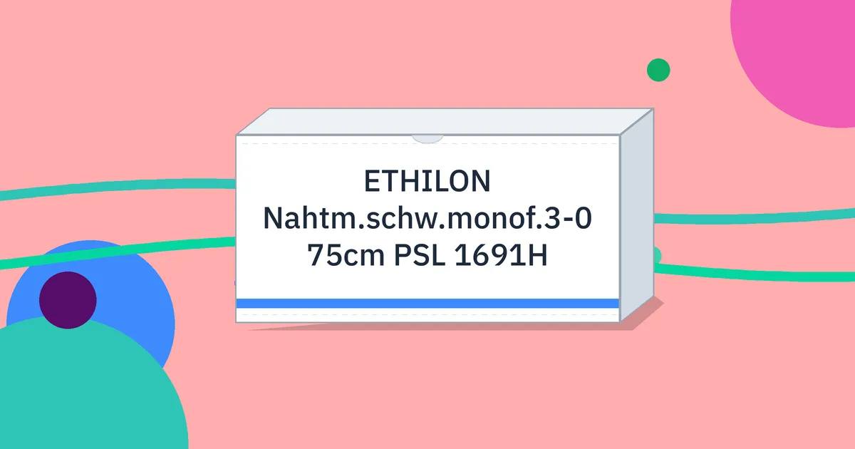 Symbolbild: Packung mit der Aufschrift ETHILON Nahtm.schw.monof.3-0 75cm PSL 1691H (PZN 16786451) – Verfügbarkeit und Bezug in Apotheken in Frankfurt am Main