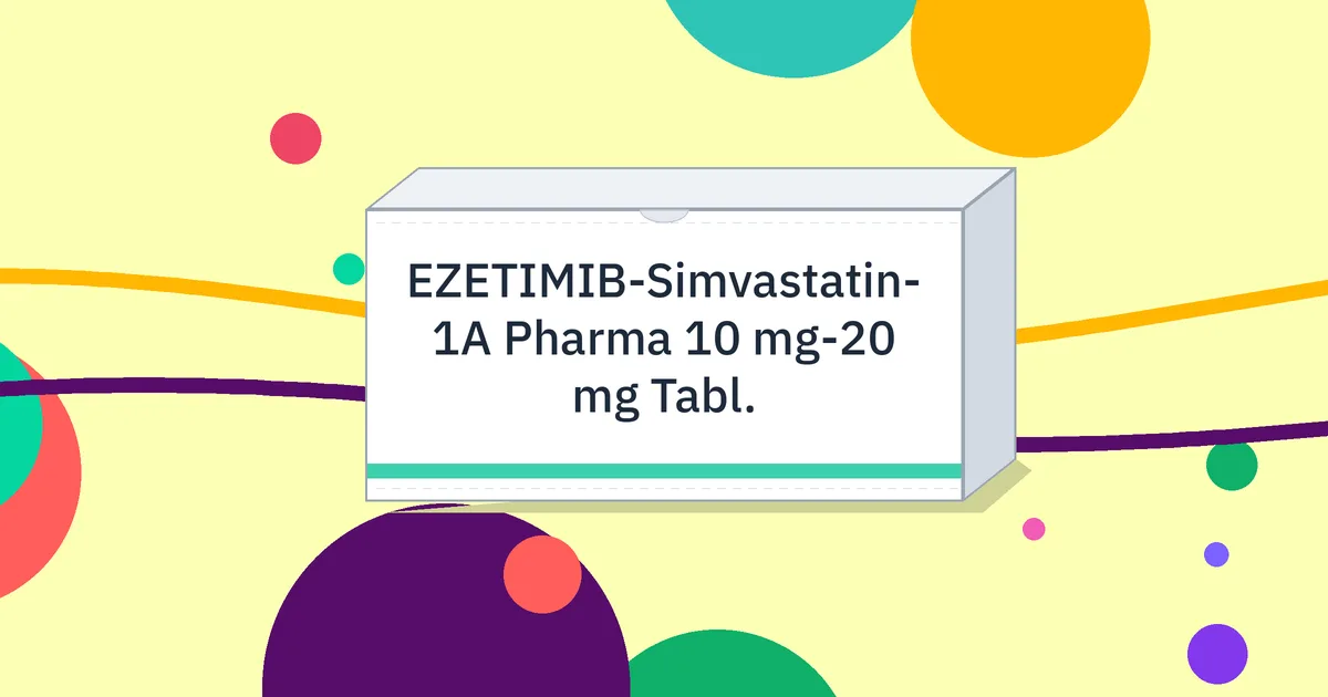 Symbolbild: Packung mit der Aufschrift EZETIMIB-Simvastatin-1A Pharma 10 mg-20 mg Tabl. (PZN 13592060) – Verfügbarkeit und Bezug in Apotheken in Frankfurt am Main