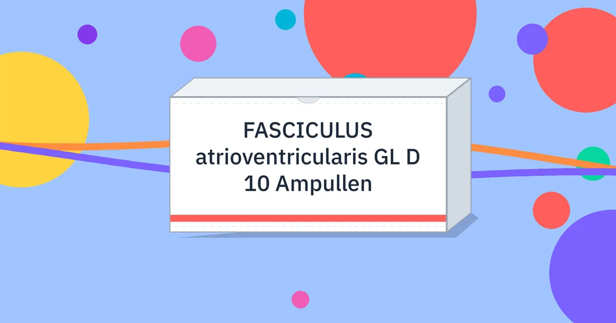 Symbolbild: Packung mit der Aufschrift FASCICULUS atrioventricularis GL D 10 Ampullen (PZN 03357582) – Verfügbarkeit und Bezug in Apotheken in Frankfurt am Main
