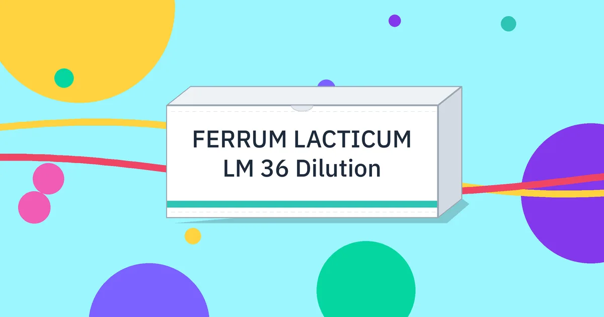 Symbolbild: Packung mit der Aufschrift FERRUM LACTICUM LM 36 Dilution (PZN 12849634) – Verfügbarkeit und Bezug in Apotheken in Frankfurt am Main