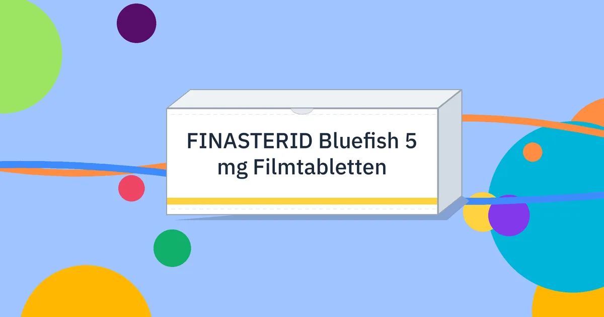 Symbolbild: Packung mit der Aufschrift FINASTERID Bluefish 5 mg Filmtabletten (PZN 10282287) – Verfügbarkeit und Bezug in Apotheken in Frankfurt am Main