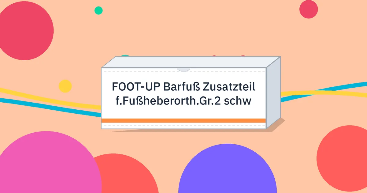 Symbolbild: Packung mit der Aufschrift FOOT-UP Barfuß Zusatzteil f.Fußheberorth.Gr.2 schw (PZN 19450898) – Verfügbarkeit und Bezug in Apotheken in Frankfurt am Main