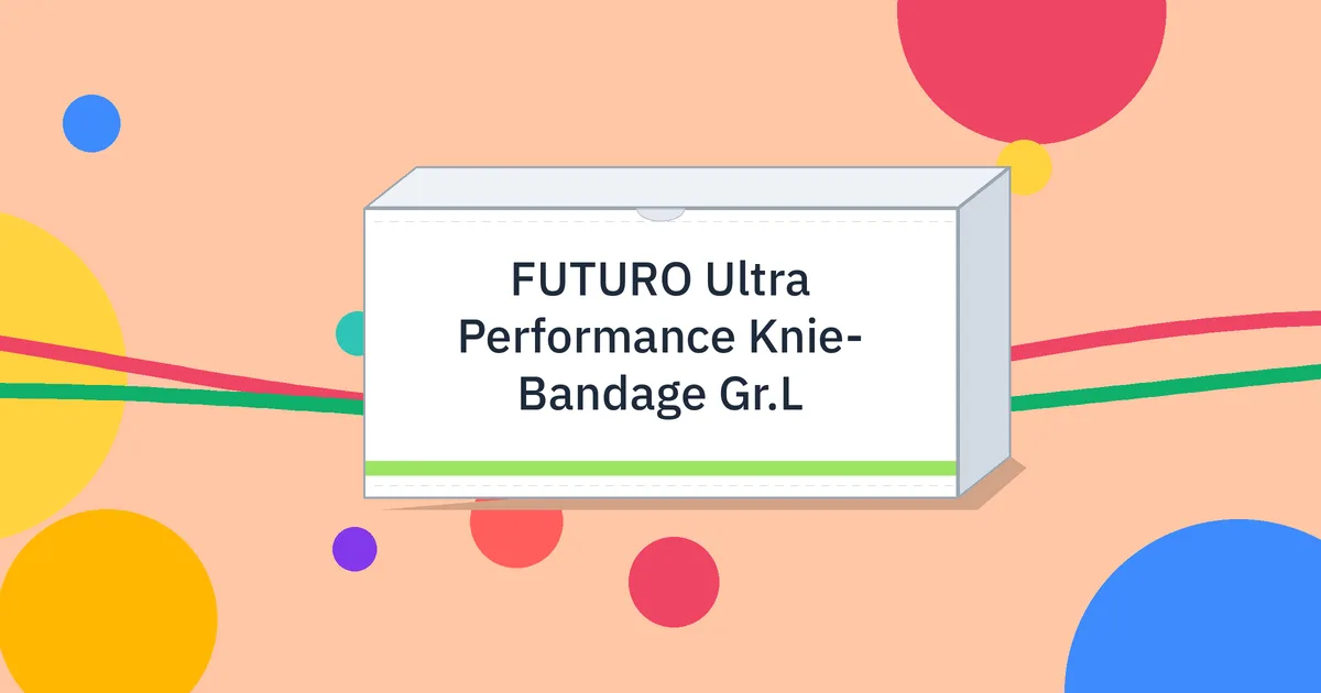 Symbolbild: Packung mit der Aufschrift FUTURO Ultra Performance Knie-Bandage Gr.L (PZN 17430093) – Verfügbarkeit und Bezug in Apotheken in Frankfurt am Main
