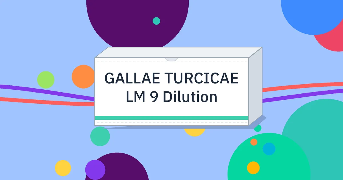 Symbolbild: Packung mit der Aufschrift GALLAE TURCICAE LM 9 Dilution (PZN 13498007) – Verfügbarkeit und Bezug in Apotheken in Frankfurt am Main