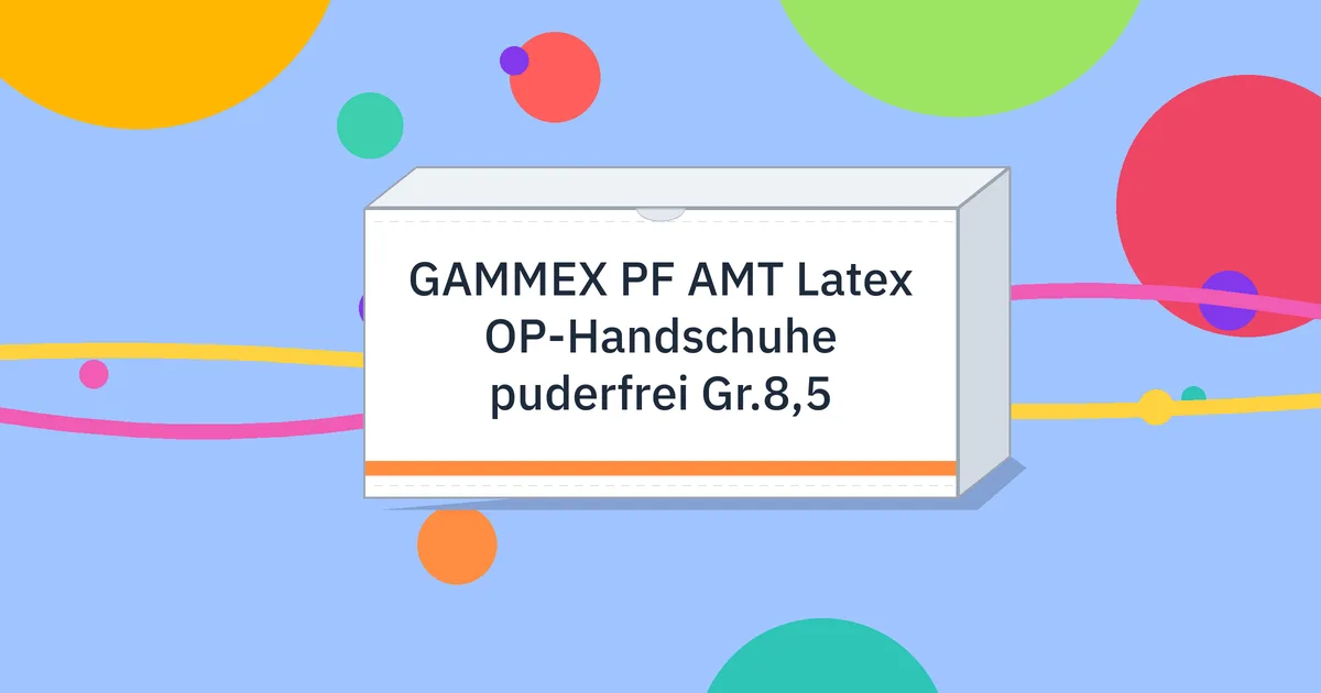 Symbolbild: Packung mit der Aufschrift GAMMEX PF AMT Latex OP-Handschuhe puderfrei Gr.8,5 (PZN 09541275) – Verfügbarkeit und Bezug in Apotheken in Frankfurt am Main